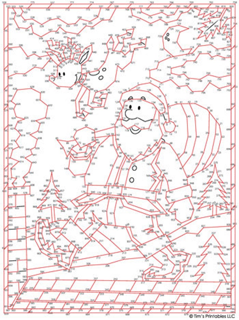 Santa Claus Extreme Difficulty Dot-to-dot / Connect the Dots PDF - Etsy