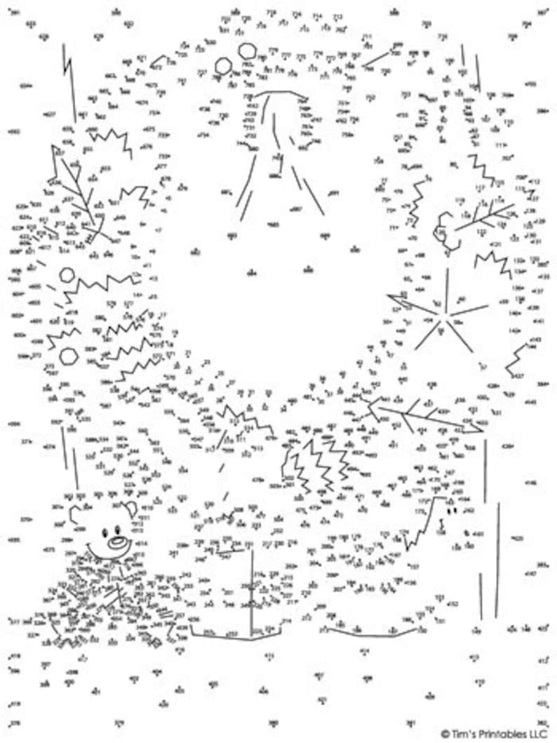 Christmas Wreath Extreme Difficulty Dot-to-dot / Connect the Dots PDF ...