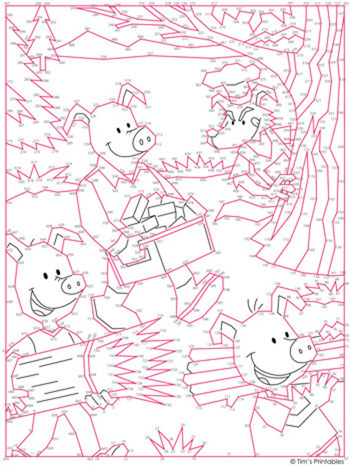 Three Little Pigs Extreme Difficulty Dot-to-dot / Connect the Dots PDF ...