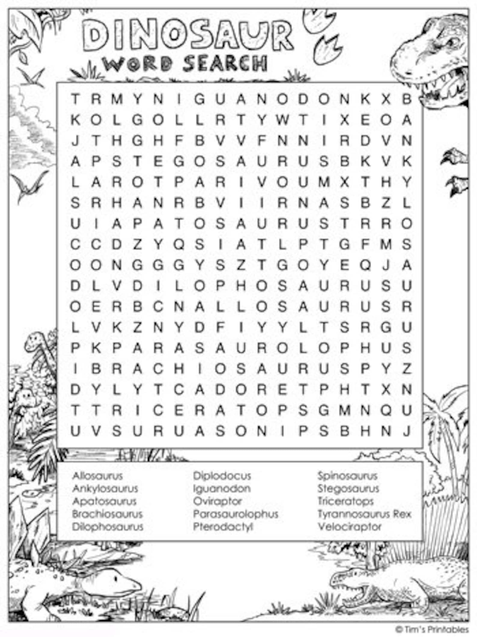 Dinosaur Word Search PDF - Etsy