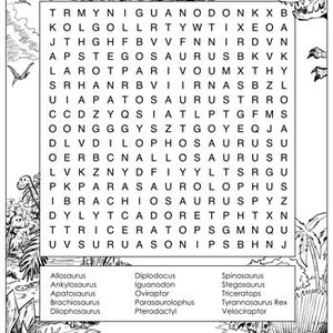 Dinosaur Word Search PDF - Etsy