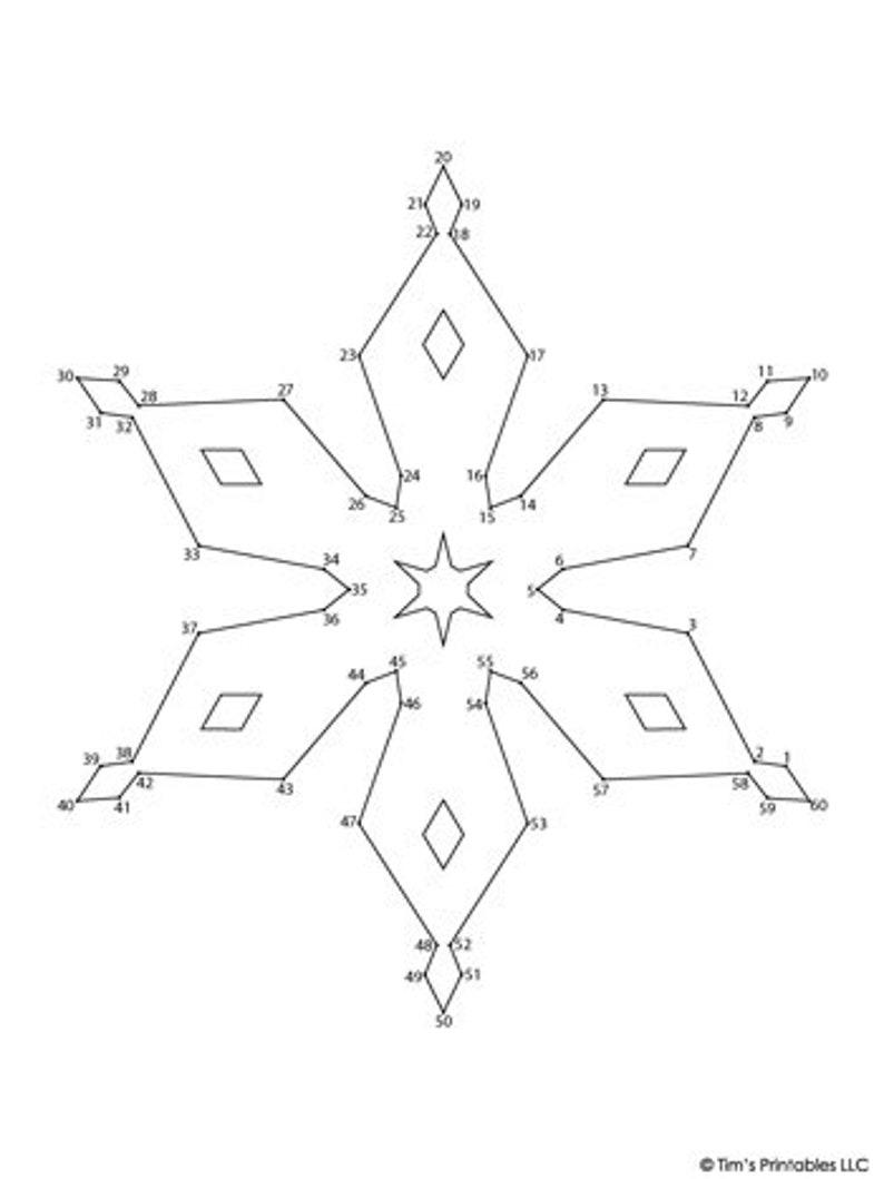Snowflake Dot-to-dots / Connect the Dots PDF - Etsy