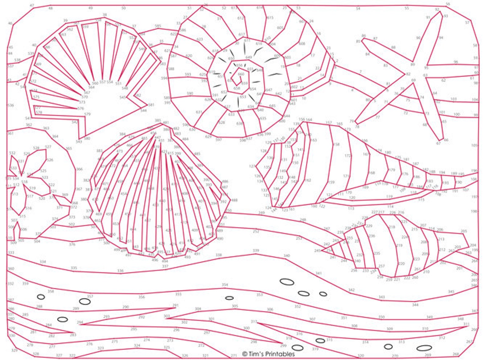 Sea Shells Dot-to-dot / Connect the Dots - 660 Dots - Etsy