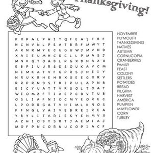 Thanksgiving Word Search PDF - Etsy