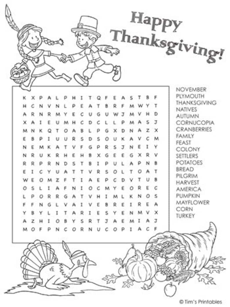 Thanksgiving Word Search PDF - Etsy