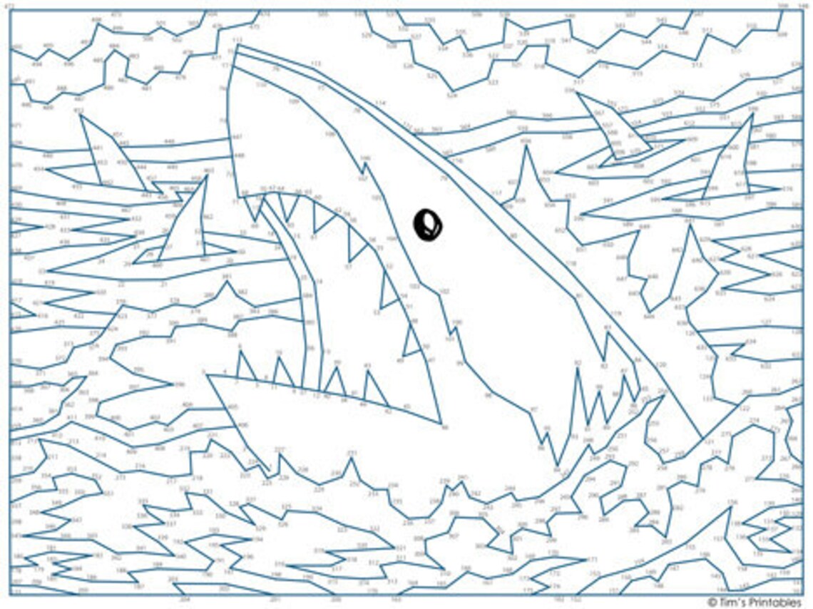Great White Shark Extreme Difficulty Dot-to-dot / Connect the Dots PDF ...