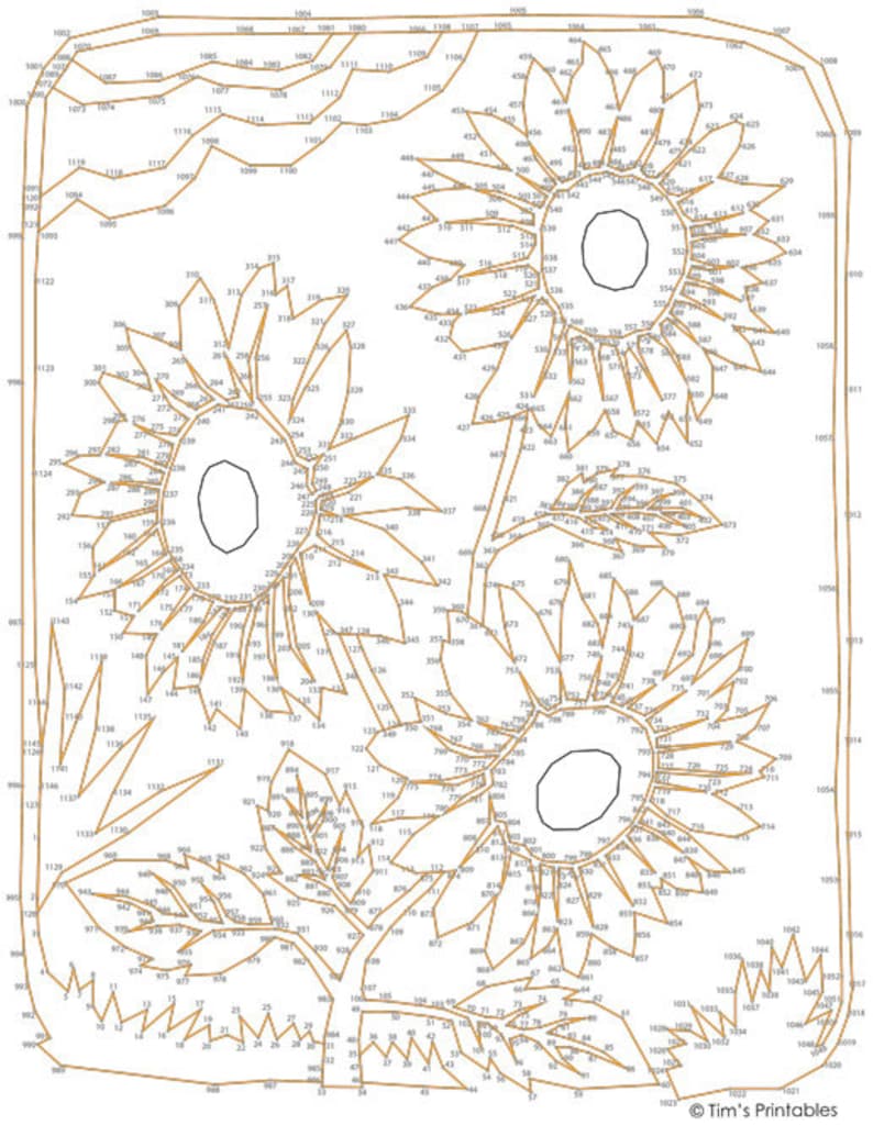 Sunflower Dot-to-dot / Connect the Dots PDF - 1145 Dots - Etsy