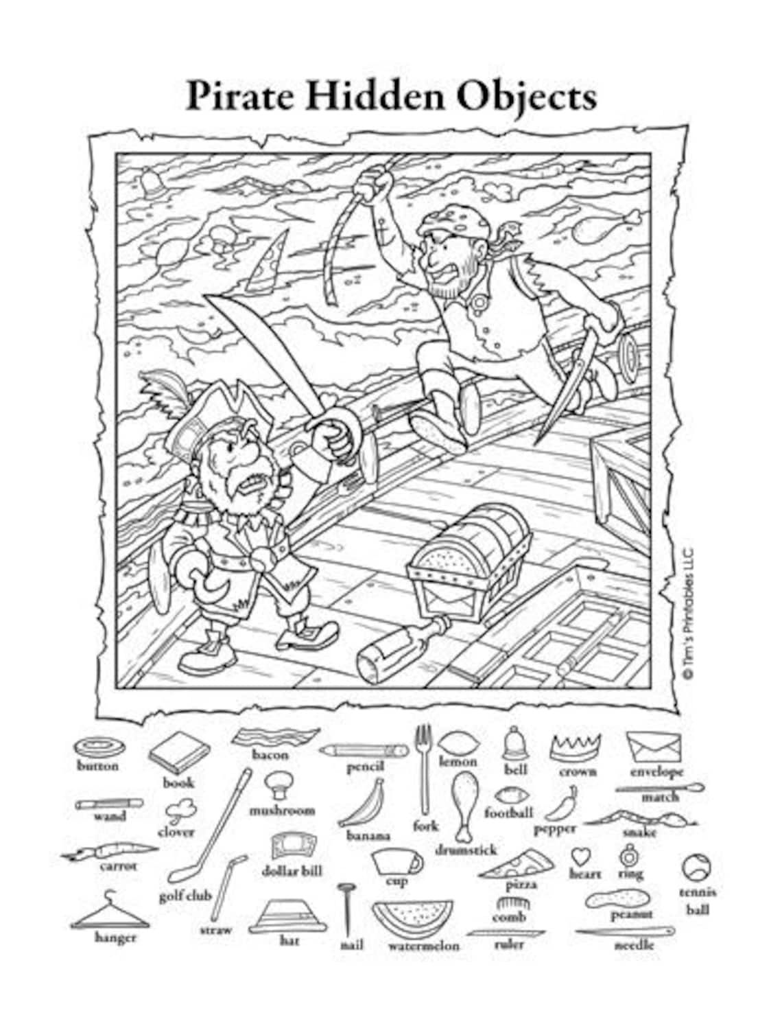 Hidden Objects Puzzle - the Pirates - Etsy