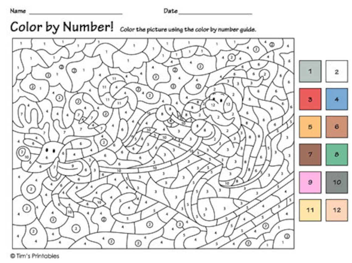 Santa's Sleigh Color by Number Activity - Etsy
