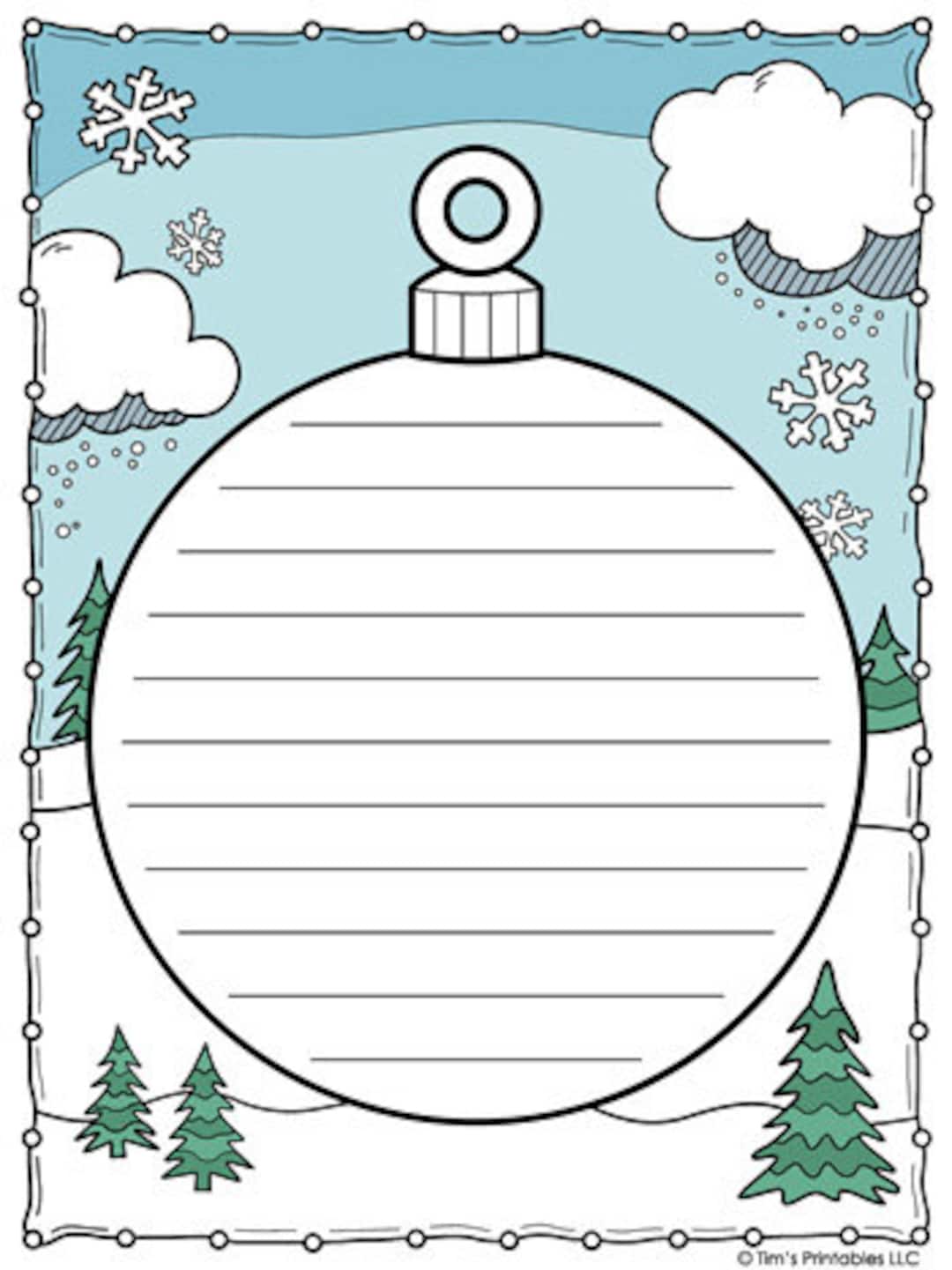 Christmas Ornament Writing Paper Template PDF - Etsy