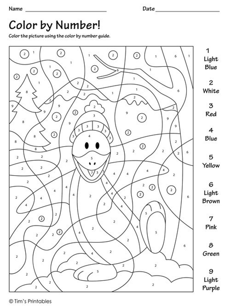 Winter Color by Number - the Penguin - Etsy