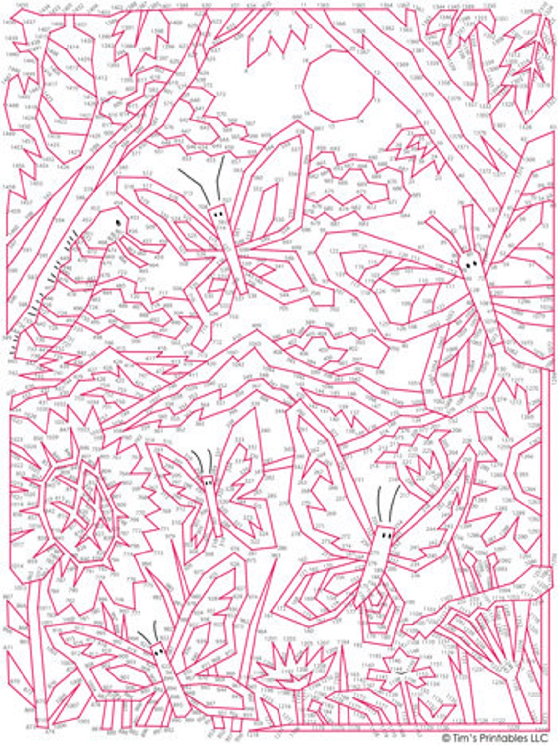 Spring Butterflies Extreme Difficulty Dot-to-dot / Connect the Dots PDF ...