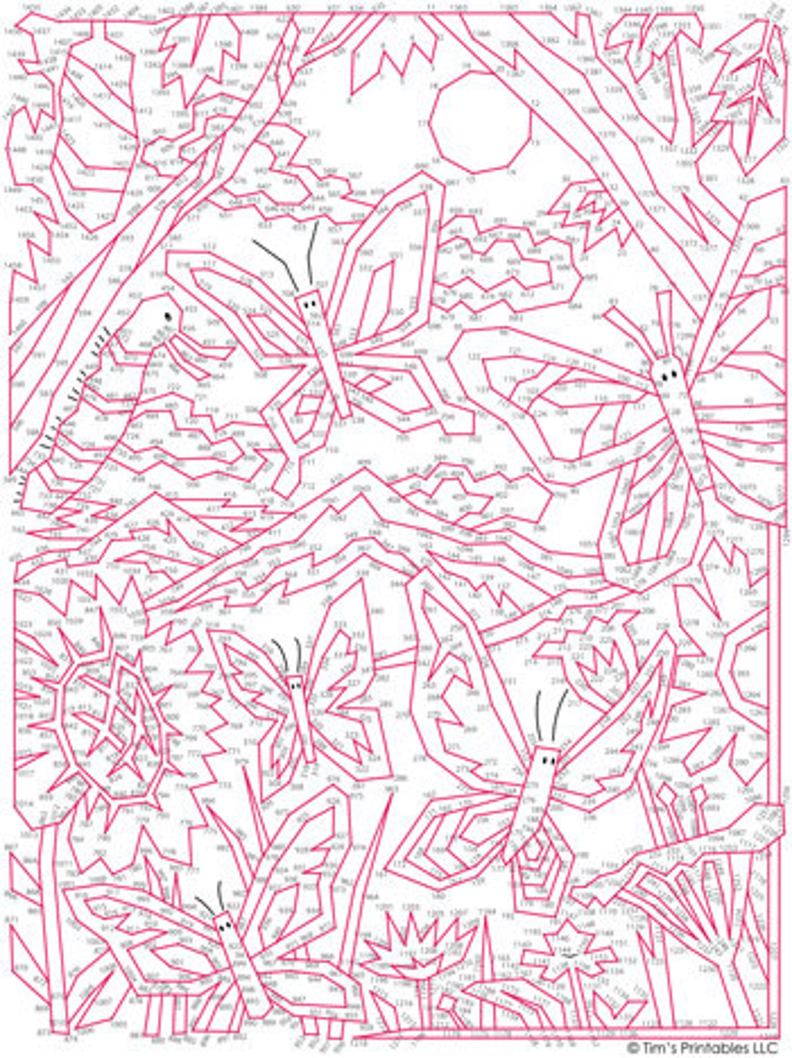 Spring Butterflies Extreme Difficulty Dot-to-dot / Connect the Dots PDF ...