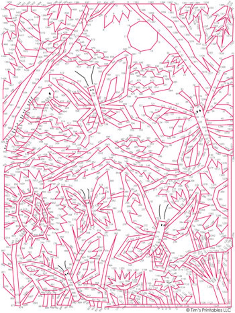 Spring Butterflies Extreme Difficulty Dot-to-dot / Connect the Dots PDF ...