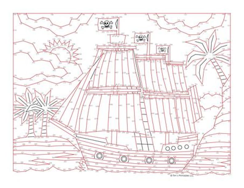Pirate Ship Extreme Connect the Dots / Dot-to-dot PDF - Etsy