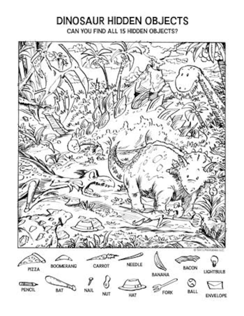 Hidden Objects Puzzle - Dinosaurs - Etsy