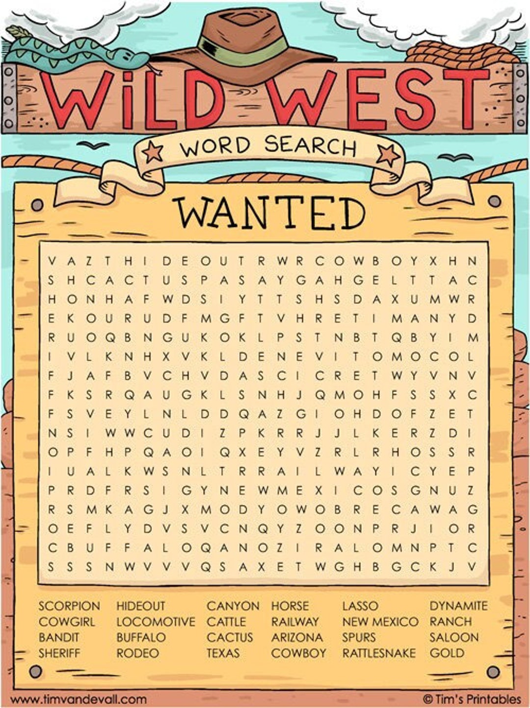 Wild West Word Search Etsy