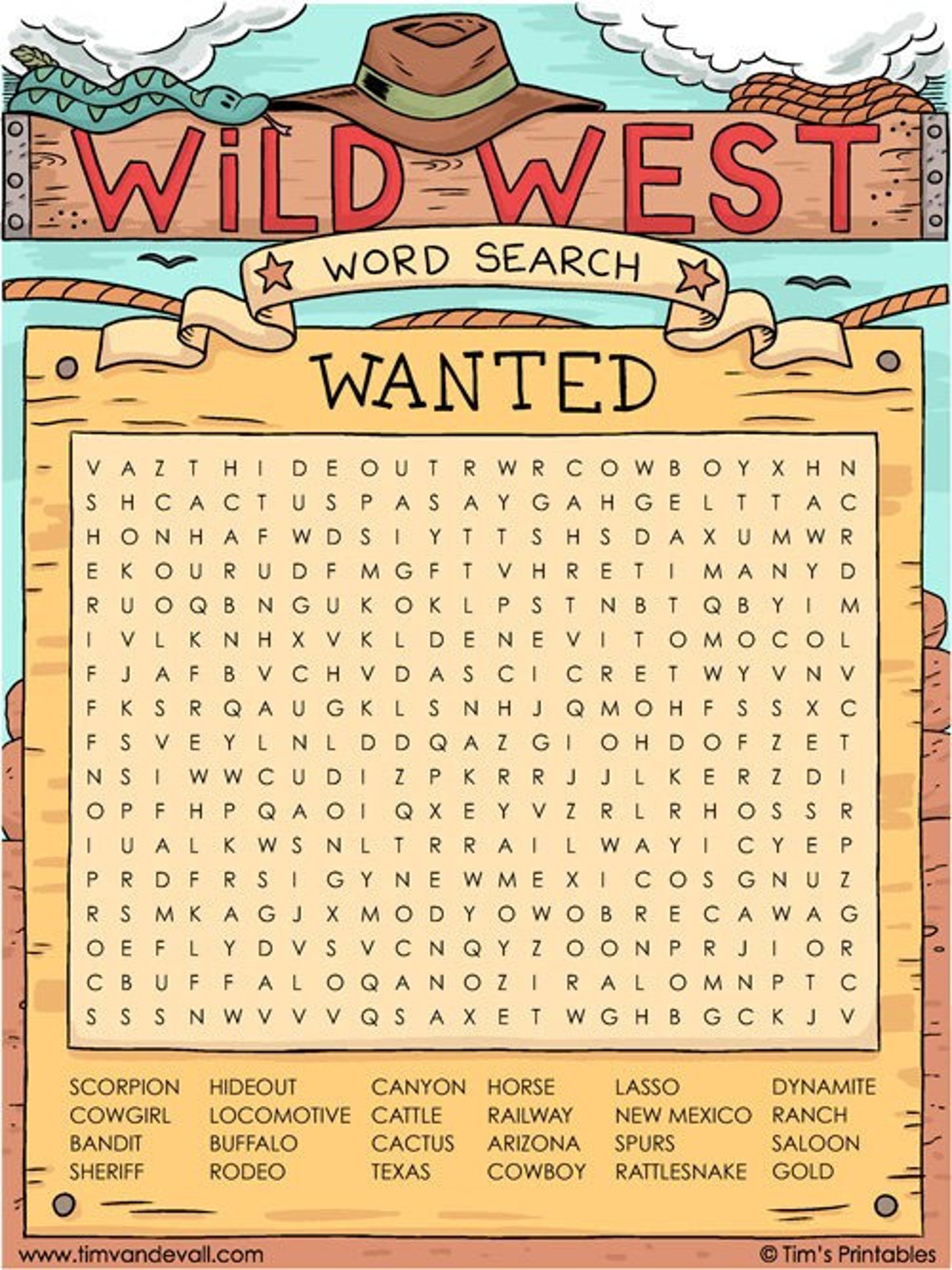Wild West Word Search - Etsy