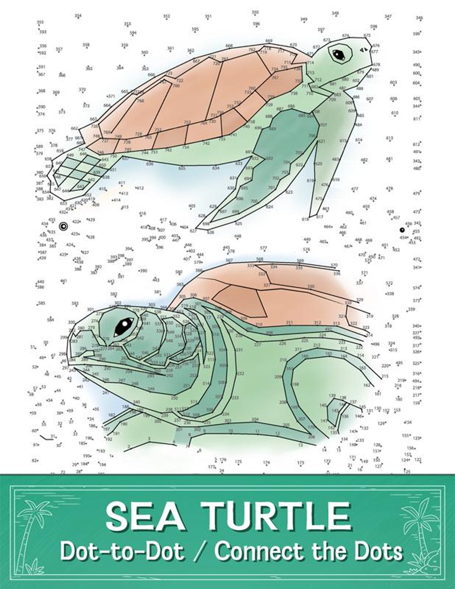 Sea Turtle Dot-to-dot / Connect the Dots PDF - Etsy