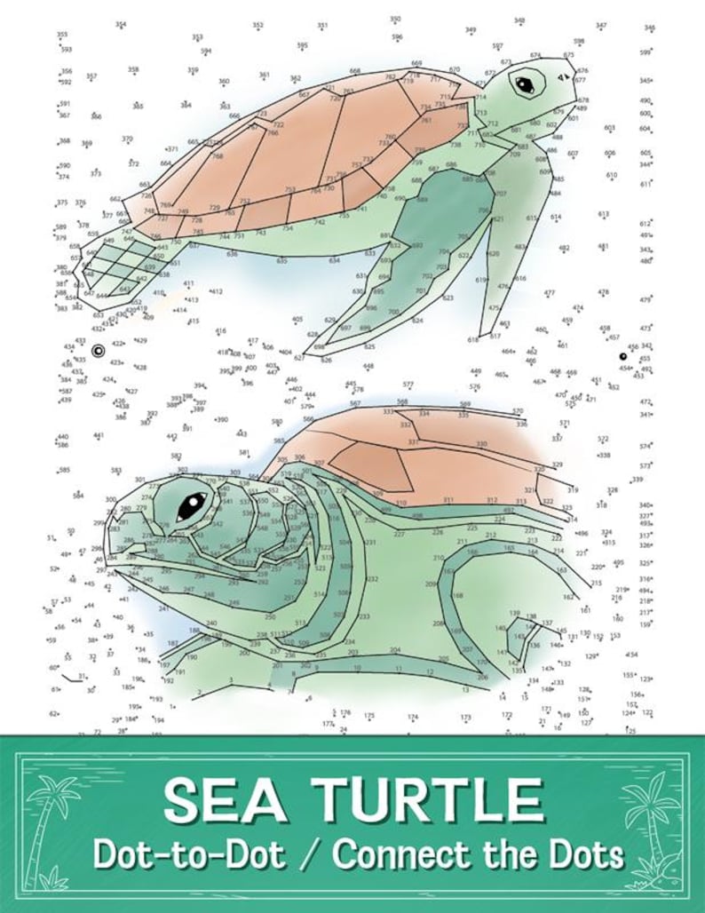 Sea Turtle Dot-to-dot / Connect the Dots PDF - Etsy