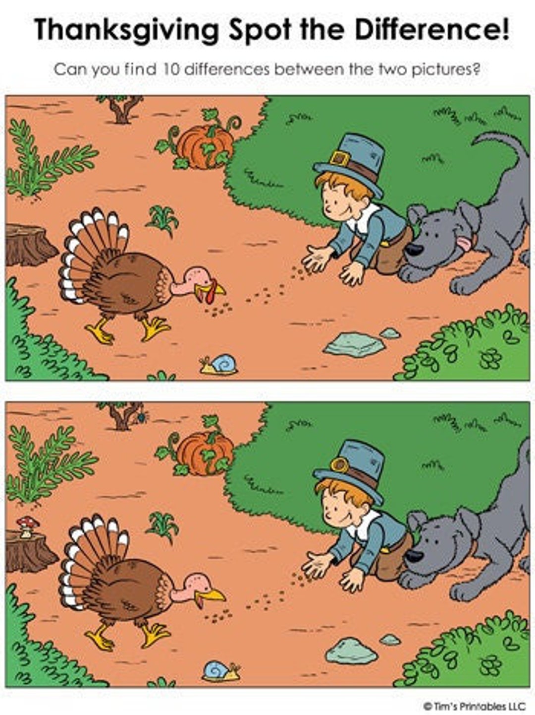Thanksgiving Spot the Difference Puzzle PDF - Etsy