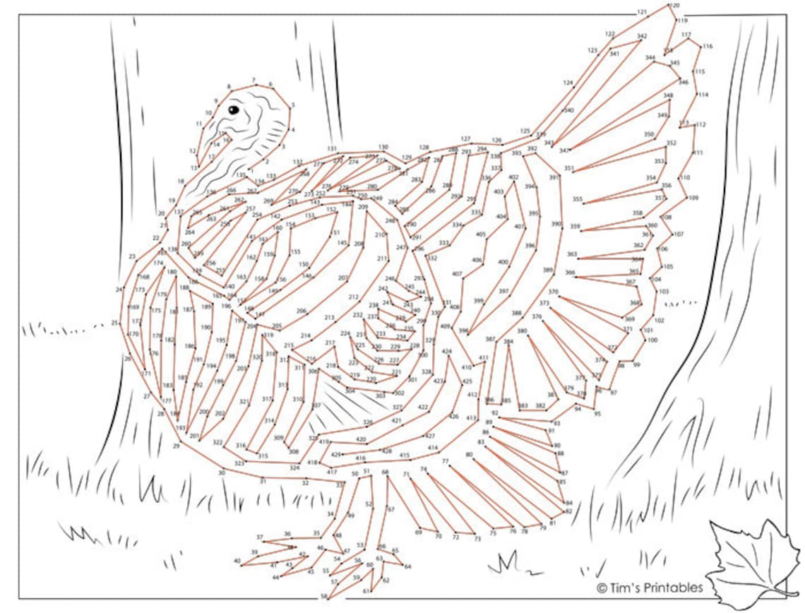Turkey Dot-to-dot / Connect the Dots - 429 Dots - Etsy