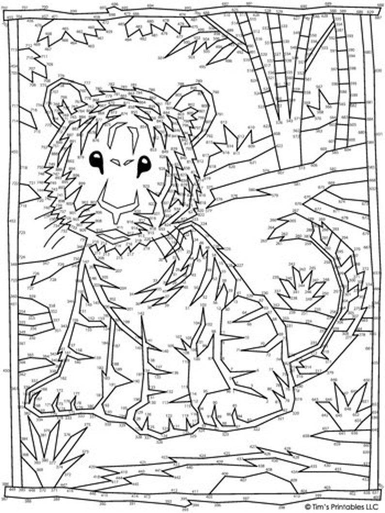 Tiger Cub Dot-to-dot / Connect the Dots PDF - Etsy