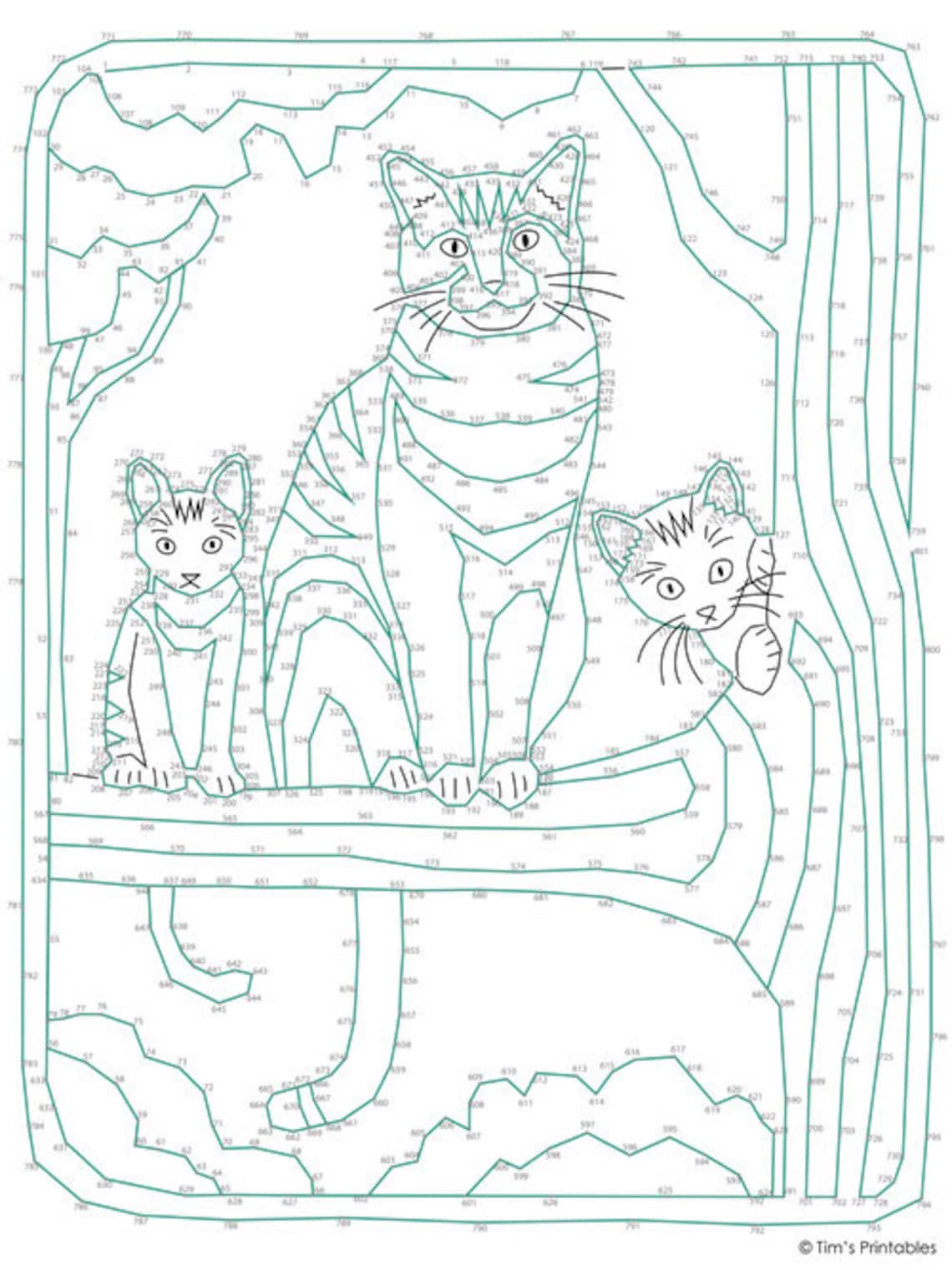 Cat With Kittens Dot-to-dot / Connect the Dots - 801 Dots - Etsy
