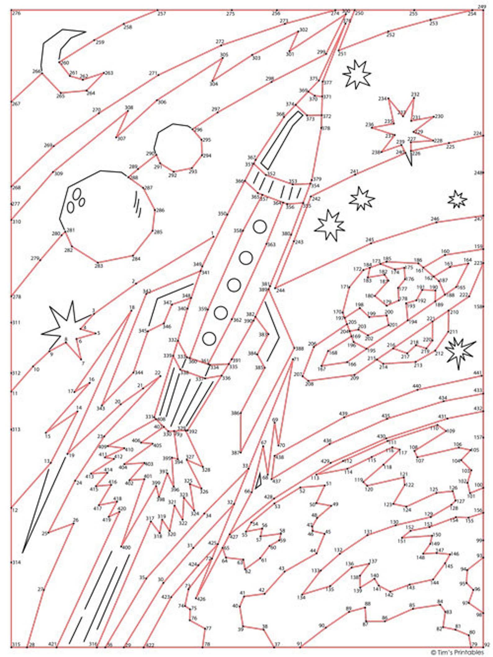 Rocket Ship Dot-to-dot / Connect the Dots - 441 Dots - Etsy