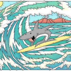 Surfing Shark Dot-to-dot / Connect the Dots PDF - 915 Dots - Etsy