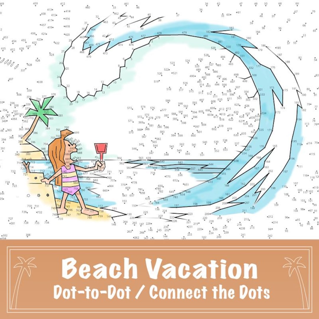 Beach Vacation Dot-to-dot / Connect the Dots PDF - 784 Dots - Etsy