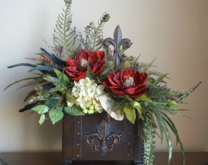 Tuscan Decor, Silk Flower Arrangement, Dining Table, Centerpiece With ...