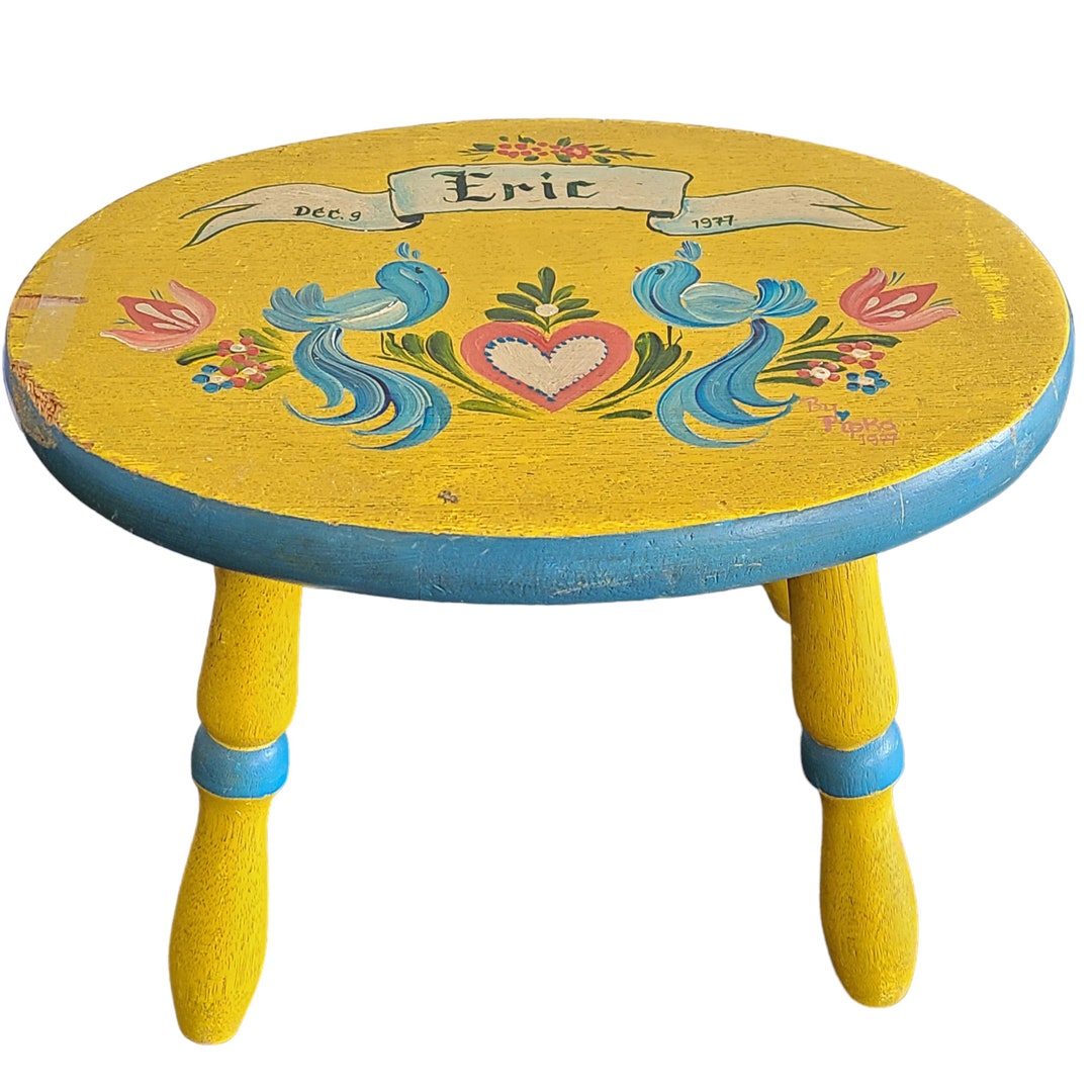 Hand Painted Step Stool Wood Vintage - Etsy