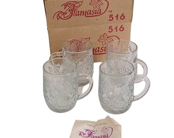 Vintage 1990's Princess House Crystal Set of Four 4 Stemmed Coffee Mugs ...