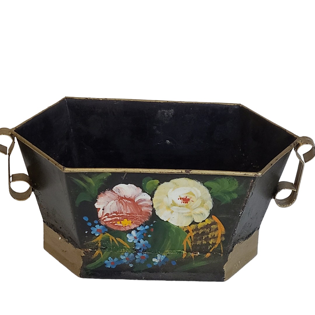 Tole Painted Metal Planter - Etsy