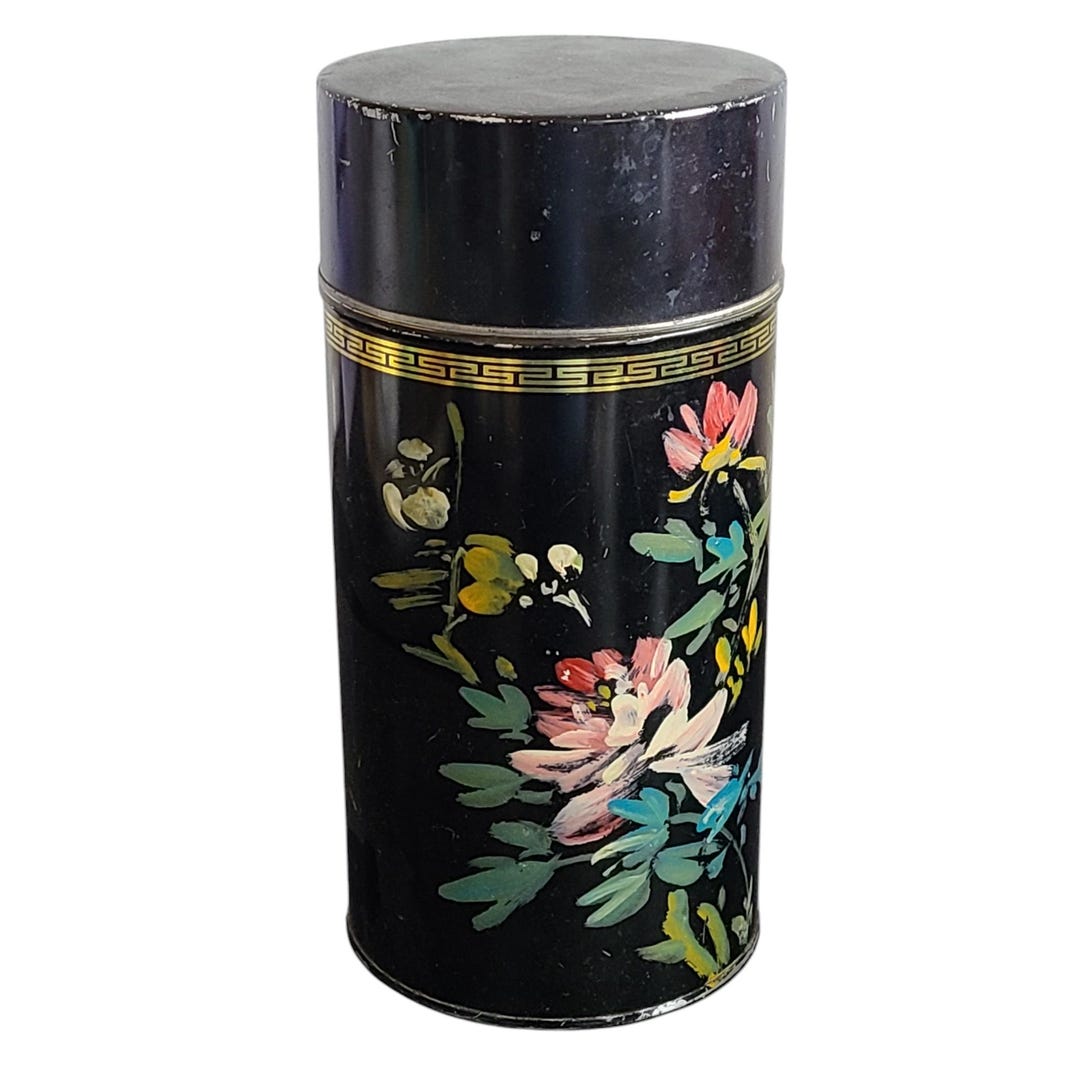 Asian Tea Tin Vintage Storage Floral - Etsy
