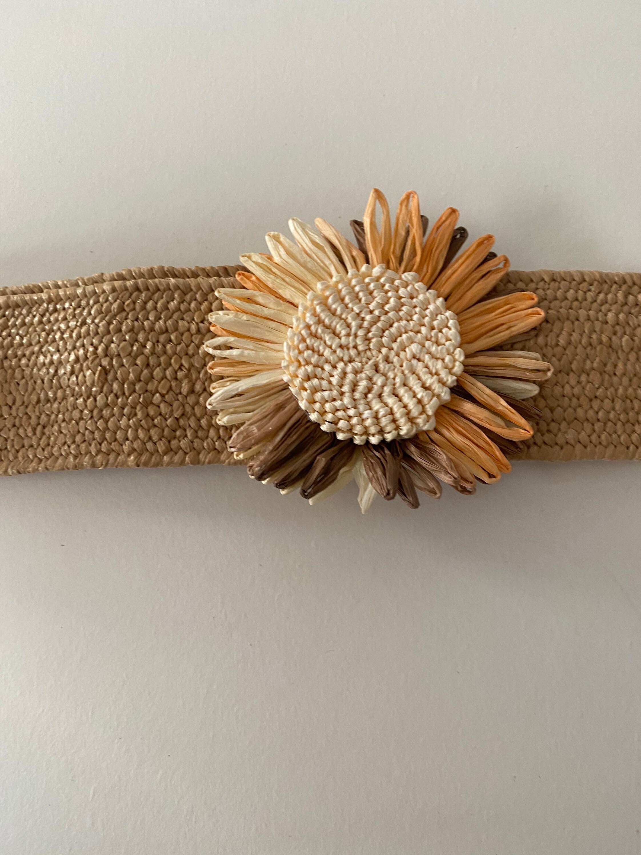 Boho Raffia Belt With Flower. Raffia Wedding Belt. Natural Raffia Belt ...