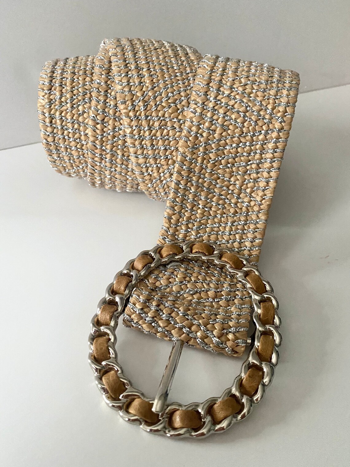 Raffia Belt. Raffia and Silver Belt. Belt With Metal Buckle. - Etsy