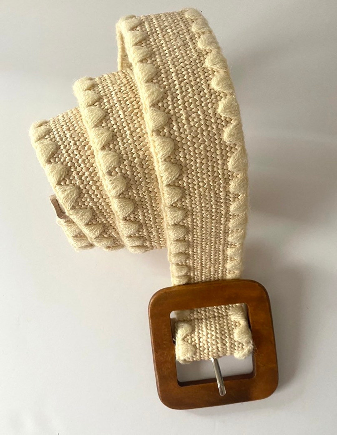 Embroidered Raffia Belt. White Raffia Belt. Elastic Belt. White Belt ...