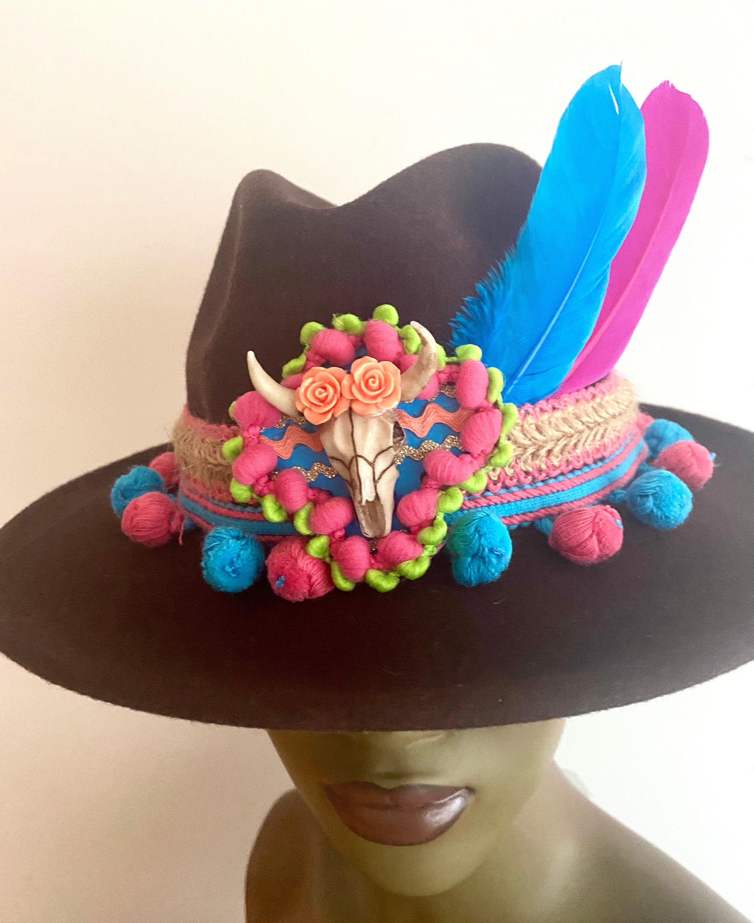 Boho Hat.wool Hat.mexico Style Hat.gypsy Hat. Brown Hat.bohemian Mexico ...