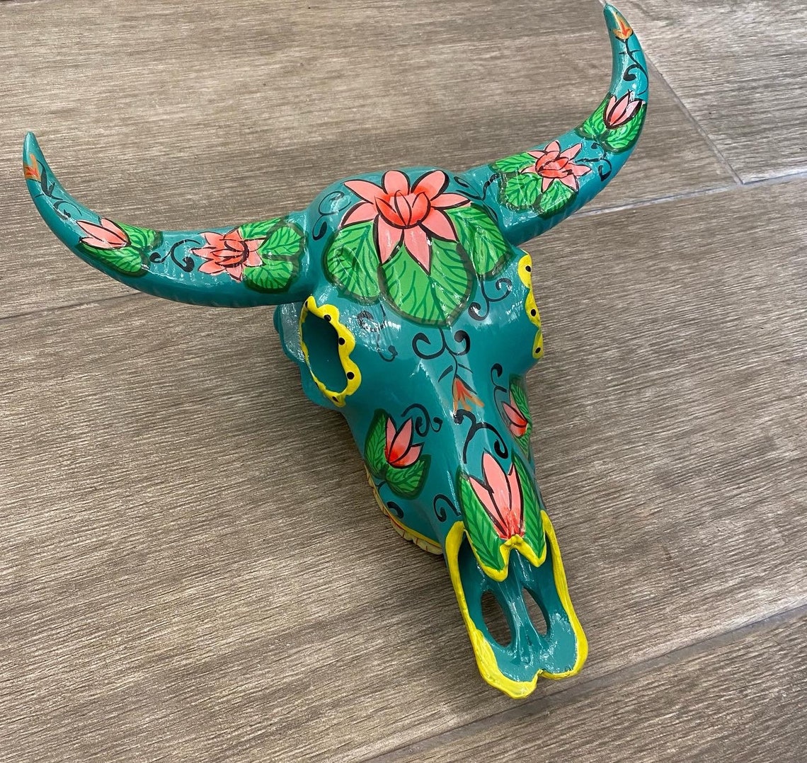 Cow's Head. Buffalo Head. Decorated Cow Skull Decorated Skull. Boho Cow ...