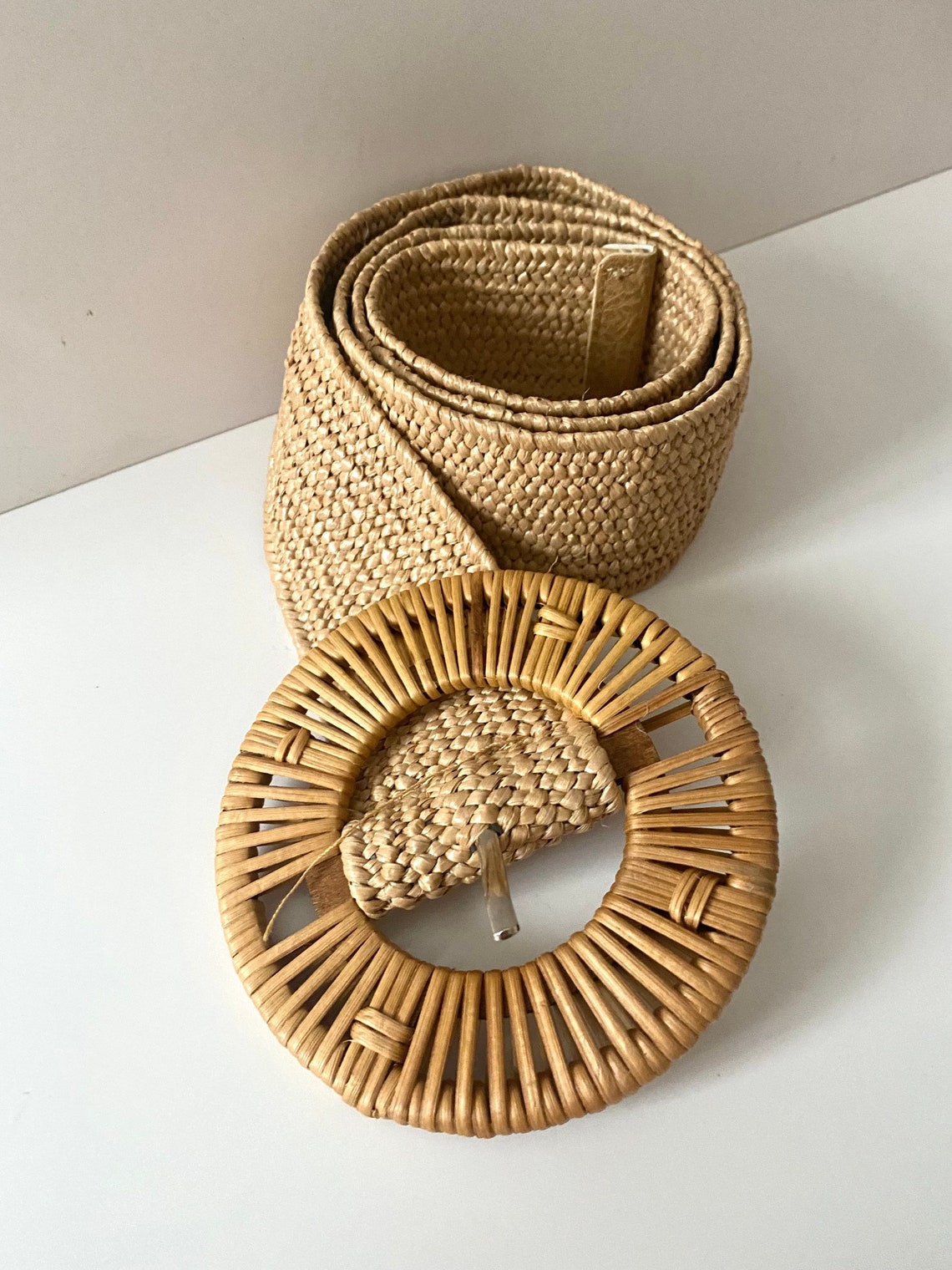 Raffia Belt With Woven Straw Buckle. Natural Raffia Woven - Etsy