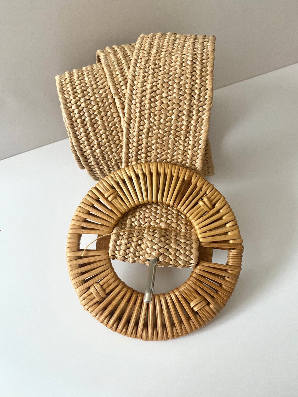 Raffia Belt With Woven Straw Buckle. Natural Raffia Woven - Etsy