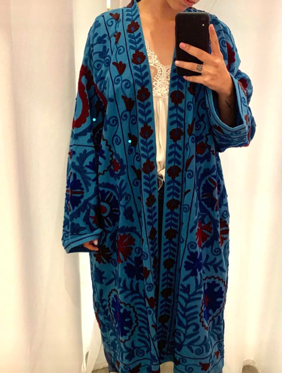Gypsy Kimono . Boho Kimono . Boho Blue Kimono . Suzani Kimono . Long ...
