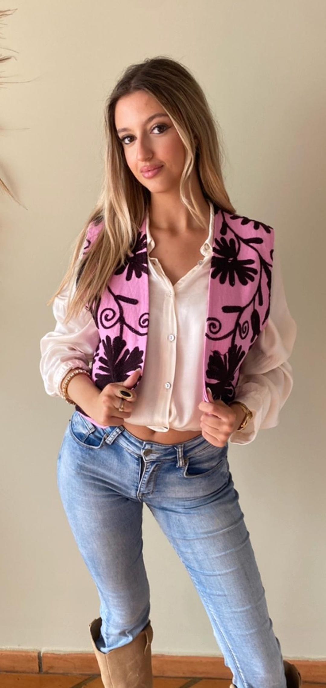 Boho Vest .embroidery Vest .pink Vest .gypsy Vest . Folk Vest .woman ...