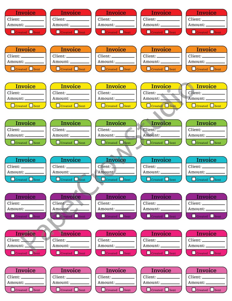 Client Invoice Sticker Planner Work Shop Printable - Etsy