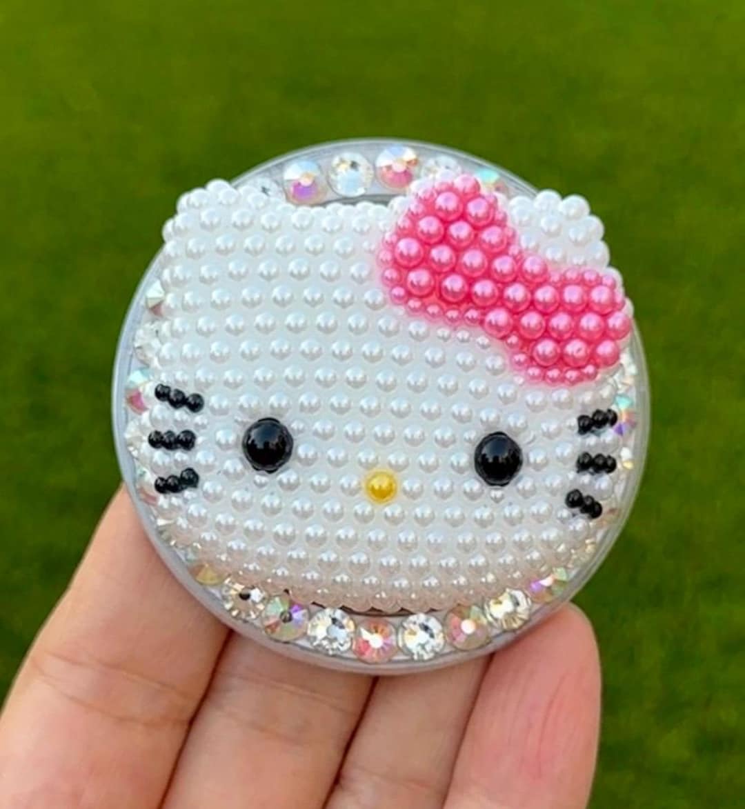 3D Fully Blinged Magnetic Bling Bling Pearl Hot Pink Bow Kitty Cat ...