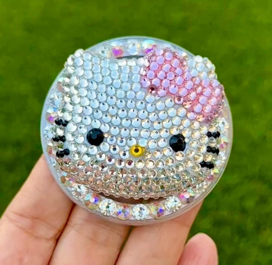 3D Fully Blinged Magnetic Bling Bling Pink Bow Kitty Cat Cartoon ...