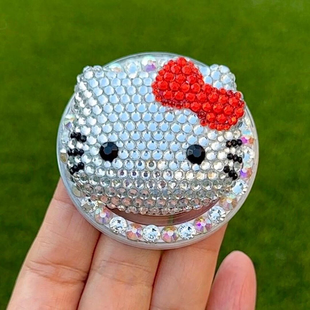 3D Fully Blinged Magnetic Bling Bling Red Bow Kitty Cat Cartoon ...