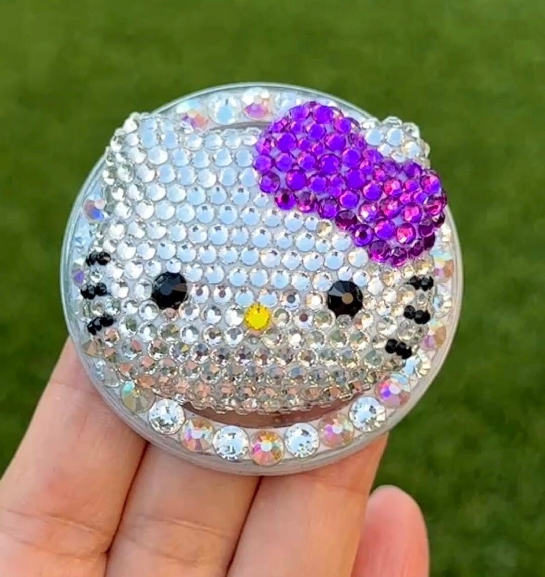 3D Fully Blinged Magnetic Bling Bling Purple Bow Kitty Cat Cartoon ...